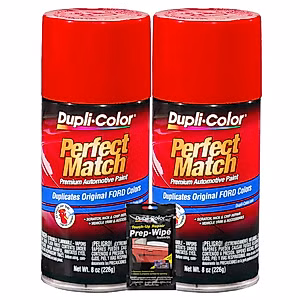 Dupli-Color Cardinal Red Exact-Match Automotive Paint for Ford Vehicles - 8 oz, Bundles with Prep Wipe (3 Items)