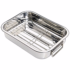 KitchenCraft KCRNR25 Stainless Steel Roasting Tin with Rack, Small, 27 x 20 cm, Silver