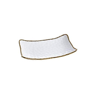 Pampa Bay Porcelain Rectangular Serving Platter Tray (Gold)