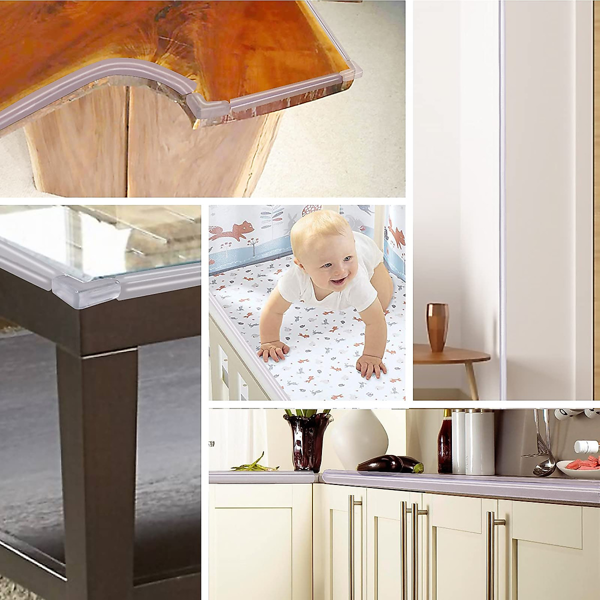 Mity rain Baby Proofing Edge Protector with 4PCS Corner Guards, Clear Pre-Tape Adhesive Baby Proof Corners and Edges, Corner Protector for Desk Tables Cabinets Furniture Bumpers (6.6ft)