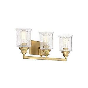 Savoy House 8-1972-3-322 Hampton Warm Brass 3-Light Bathroom Vanity Light (24" W x 9" H)