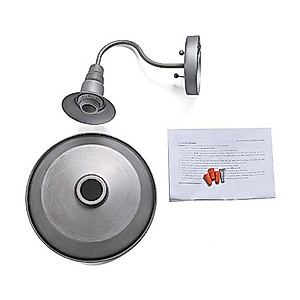 LOG BARN Wall Sconce, Farmhouse Light in Rustic Brushed Pewter Finish, Barn Style Gooseneck Fixture for Headboard, Bedsides, Hallways