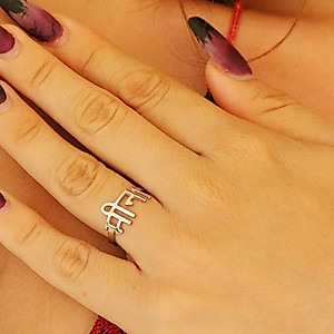 Personalized 925 Sterling Silver Hindi Name Ring Custom Classic Nameplate Band - Customized Unique Name Rings Gifts (silver)