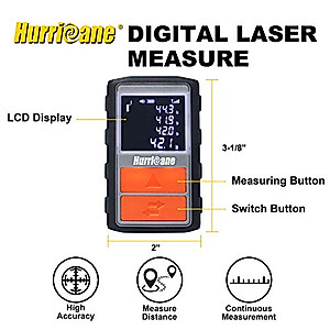 HURRICANE Pocket Digital Laser Measure 95Ft M/in/Ft Mute Laser Distance Meter with 2 Battery Included,Backlit LCD Display
