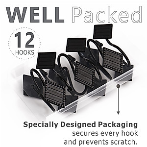 Popkozzi Grey Waffle Shower Curtain & Black Diamond Hooks - 72x72 Waterproof Washable Heavy Duty Fabric Shower Curtain - 12 PCS Rust Proof Metal Shower Curtain Rings (2 Item Bundle)