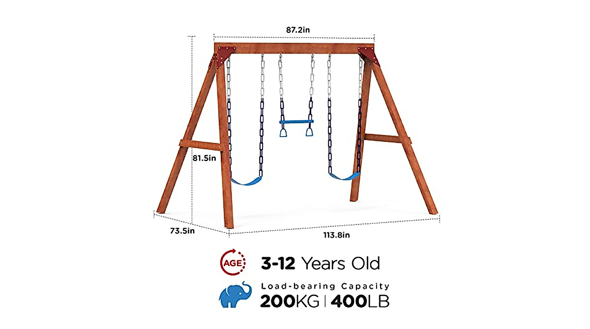 Dolphin Playground Wooden Swing Set - Safe Outdoor Fun