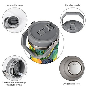 BWQJKUO Large Capacity Car Cup 30 Oz Stainless Steel Rainbow Fish Scale Printed Travel Mug Leak-proof Flip Straw Tumbler with Handle,keeps Cold Or Ho