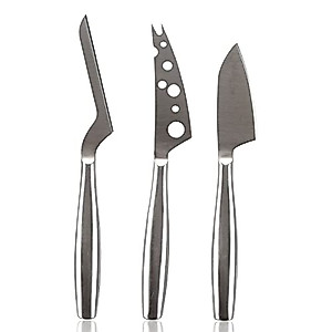 BOSKA Stainless Steel Cheese 3 Knife Set - Copenhagen For All Types of Cheese - Multi-Functional Cheese Slicer - Handheld Slicer - Silver Non-Stick - Dishwasher Safe - For Kitchen Cooking