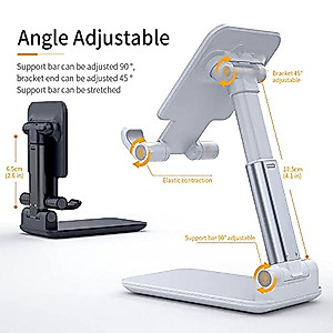 USStarStore Adjustable Cell Phone Stand for Desk, Angle Height Adjustable Cell Phone Stand for Desk, Case Friendly Phone Holder Stand for Desk (Black 7 oz)