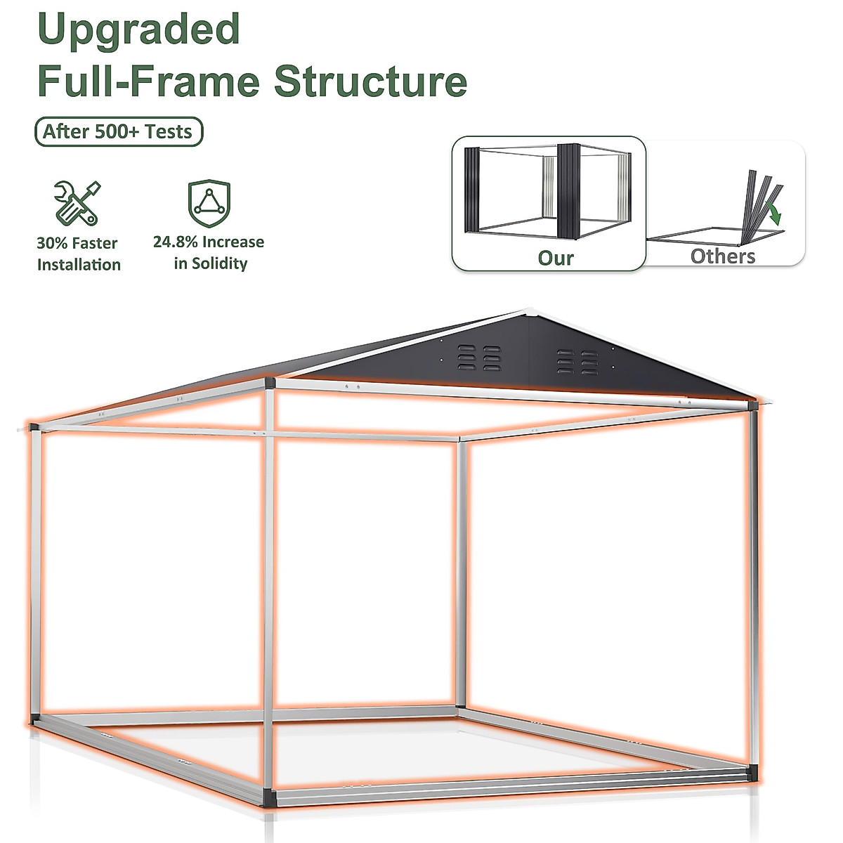 VIWAT 10x10 FT Outdoor Storage Shed, Garden Shed with Updated Frame Structure and Lockable Doors, Metal Tool Sheds for Backyard Garden Patio Lawn,Brown