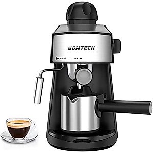 SOWTECH Espresso Machine Espresso Maker Cappuccino Latte Machine with Steam Milk Frother and stainless steel carafe 3.5 Bar 4 Cup