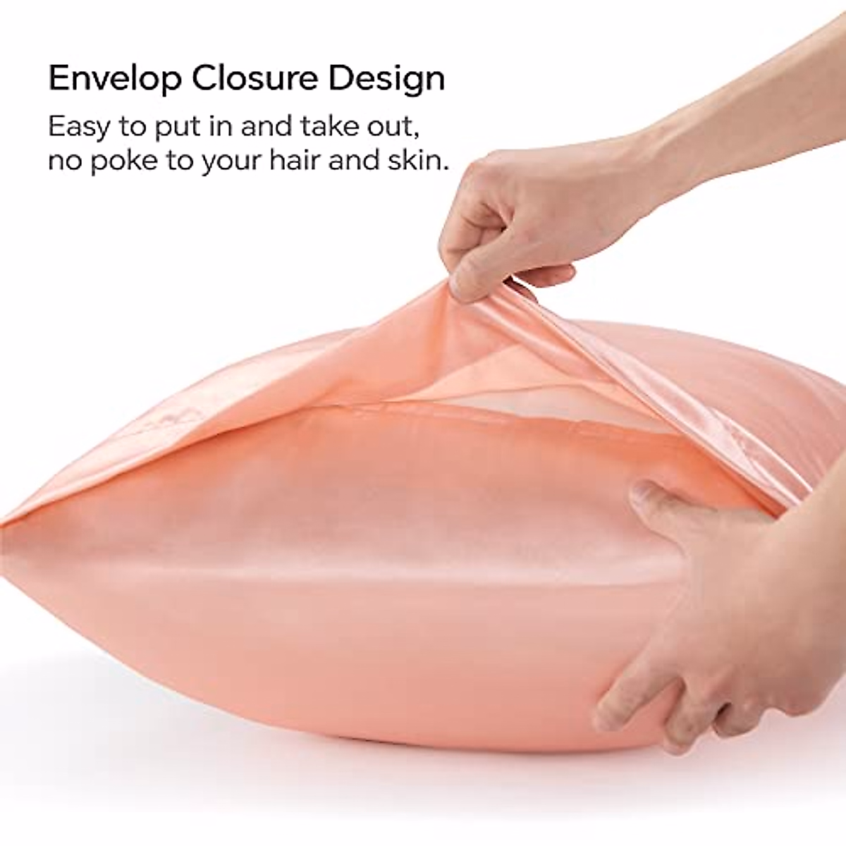BEDELITE Satin Silk Pillowcase for Hair and Skin, Coral Pillow Cases Standard Size Set of 2 Pack, Super Soft Pillow Case with Envelope Closure (20x26 Inches)