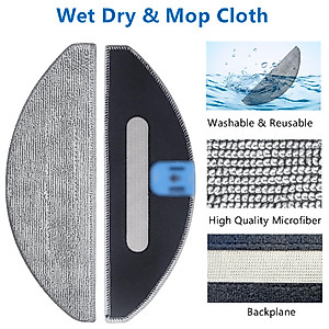 BUXEBUX Replacement Roomba Mop Pads for iRobot Roomba Combo i3+ Roomba Combo i5, i5+, j5, j5+ Robot Vacuum Cleaner, Replacement Accessories Irobot Mop Pads, Washable and Reusable Mop Pads （6 Pack）