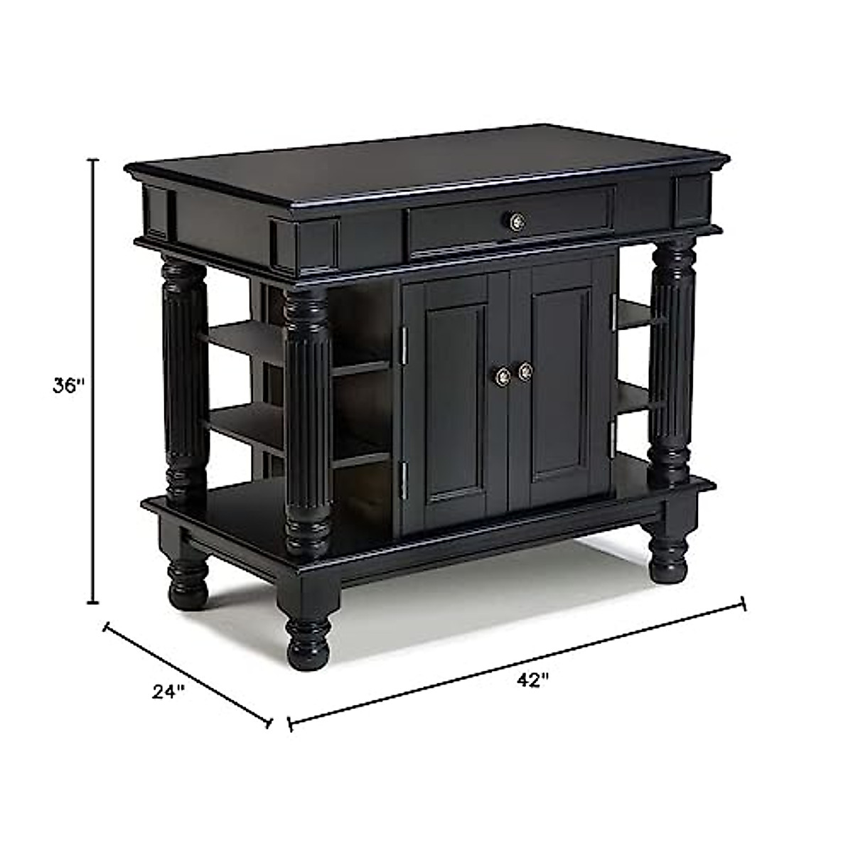 Homestyles Americana Black Kitchen Island with Open Shelving by Home Styles