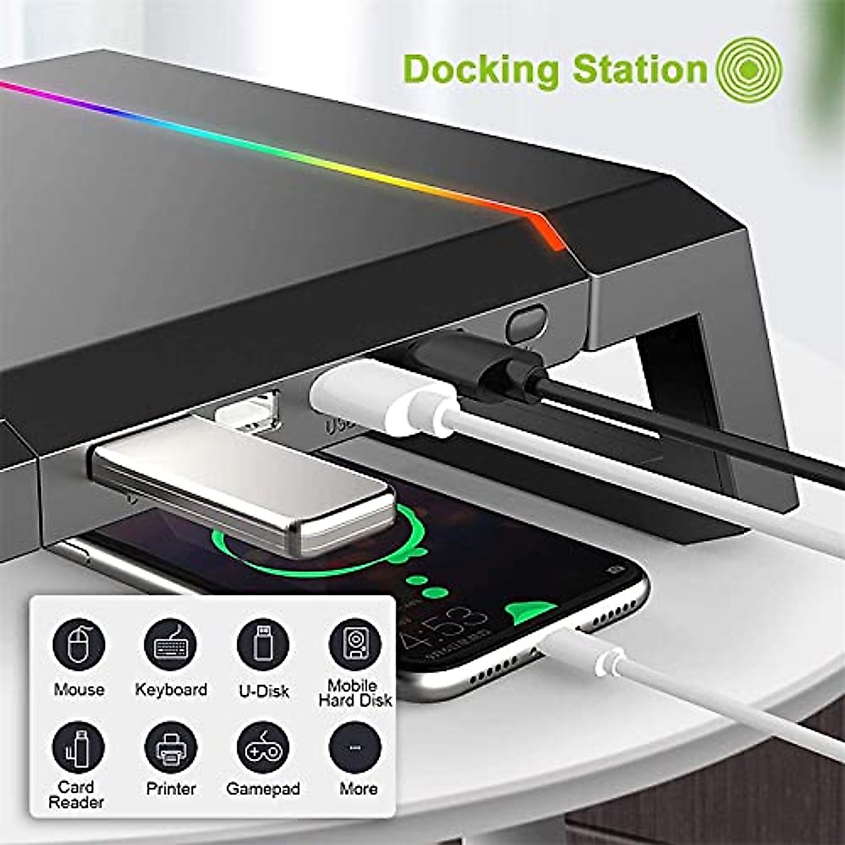 Monitor Stand Foldable Riser Stand, Computer Monitor Riser with USB Port 4pcs, Monitor Stand Computer Monitor Stand