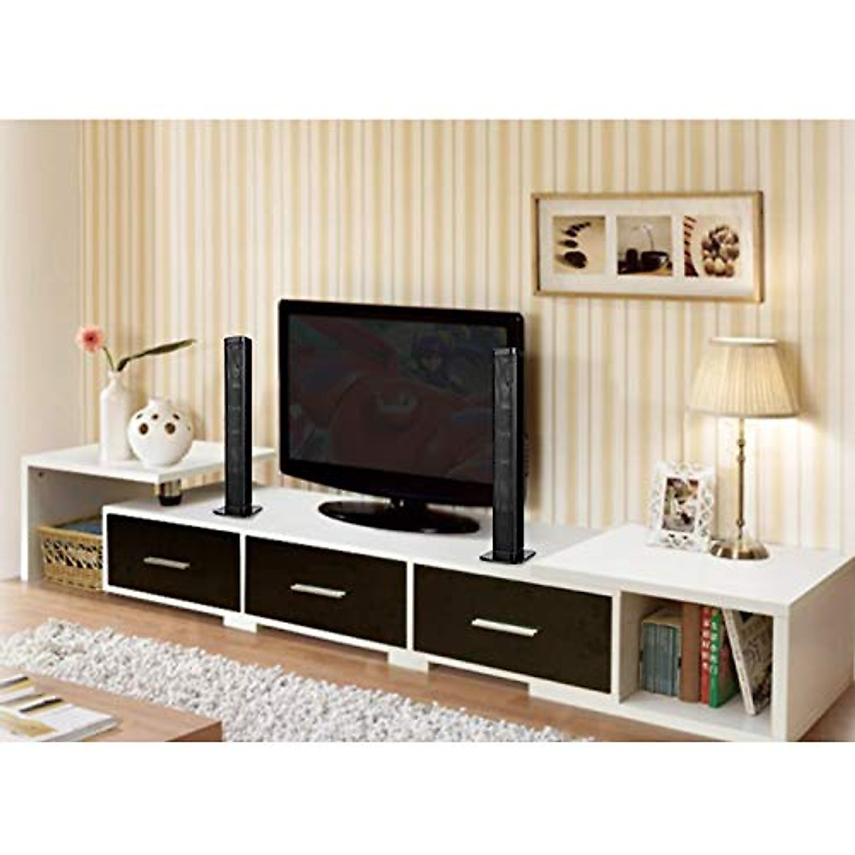 Bluetooth Sound Bars for TV 40W Home Theater Audio Detachable Sound Speaker System Optical/Aux/USB Wired TV Sound bar, 2 in 1 Surround Wall Mountable 35 Inch Separable