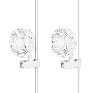 HealSmart Clip Fan, 6-Inch Grow Tent Fan, Monkey Fan, Wall Mount Fan with Adjustable 90° Angles, 15W, 2-Speeds Control, 2 Pack