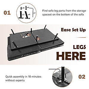 Cozysnooze Futon Sofa Bed,Convertible Sofa Couch Memory Foam Futon Modern Couch Bed Sofa Sleeper Love Seat Daybed Sofa for Living Spaces,Apartment,Adjustable Backrest Armrests,71'' Black