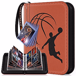 Basketball Card Binder 440 Pocket, Sports Card Binder with Toploaders Card Display, Premium Basketball Card Holder with Basketball Pattern Wristband Fit for Basketball Cards 2024-2025, Sports Cards