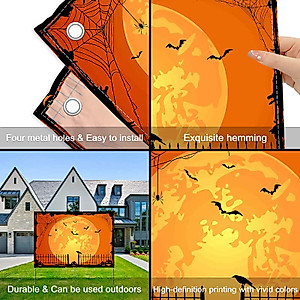 Swepuck 7x5ft Orange Halloween Photo Backdrop for Parties Large Pumpkin Patch Moon Picture Photography Background Kids Witch Haunted House Decorations Banner