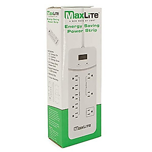 MaxLite Advanced Power Strip with 8 RECEPTACLES and 1350 Joules of Surge Protection,White,APS-8/1350J