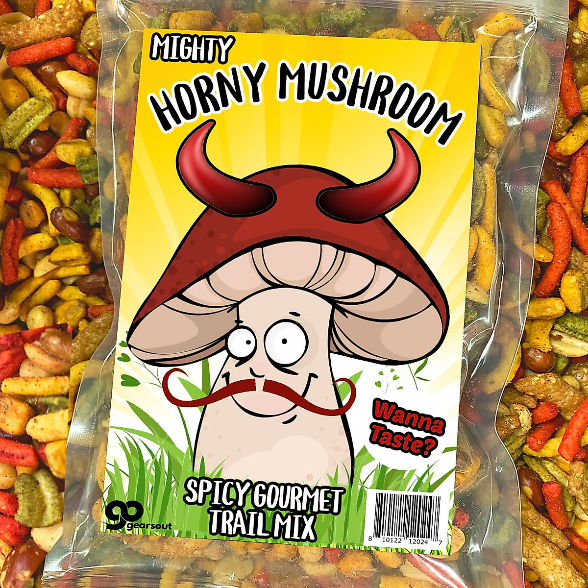 Horny Mushroom Gourmet Trail Mix - Premium Food Gifts for Men - Funny Gag Gift for Mushroom Lovers - Spicy Snack Basket Idea for Adults - Stocking Fillers Women