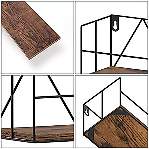 ZBEIVAN Floating Shelves Wall Mounted Set of 3, Wall Shelves with Metal Wire for Bathroom Bedroom Kitchen Living Room