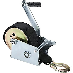 BTSHUB 1000lbs Hand Winch, Hand Crank Strap Cable Gear Winch Durable Gears, Resist Wear & Tear Steel Marine Towing Winches ATV Boat Trailer