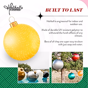 Holiball Inflatable Holiday Ornament – Indoor and Outdoor Use– Reusable and Storage Friendly – The Ultimate Holiday Decoration – 18" – Holly Green