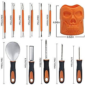 BENERAY Pumpkin Carving Kit, Includes 11 Pcs Stainless Steel As a Carving Set for Pumpkin Halloween Decoration Kit Easily Sculpting Jack-O-Lanter Halloween Set - with a Skull Storage Carrying Bucket