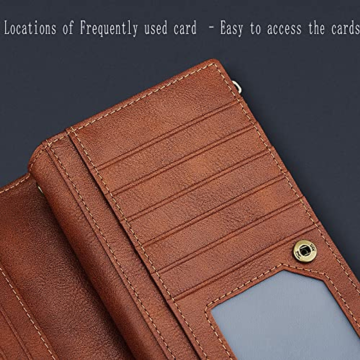 VANNANBA Mens Long Wallet Zipper Full Grain Leather Bifold Checkbook Cards Organized Holder Purse for Business Travel Gift
