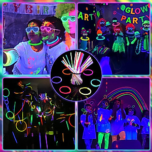 OLUPP 222PCS Glow in the Dark Party Supplies, Glow Sticks Glasses Favors, 200 PCS Glow Sticks and 22 PCS LED Glasses, New Years Neon Party Favors for Glow Party, Wedding, Concert, Raves, Birthday