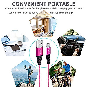 Boenoea Fast Phone Charger Android 10ft 5-Pack Long Micro USB Cable Braided Compatible with Samsung Galaxy J3 J7 S6 S7 Edge Note 4 5 LG BlackBerry Motorola Xbox PS4 Kindle