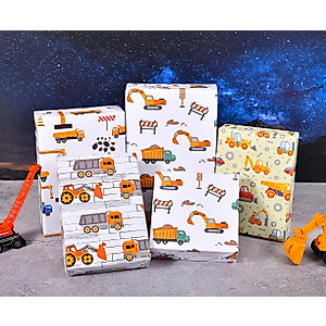 Titiweet Construction Wrapping Paper - Truck Wrapping Paper for Boys, Kids, 12 Sheets Tractor & Trucks Wrapping Paper for Birthday Holiday, 20 x 28 Inches Per Sheet(Construction(12 sheets))