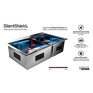 KOHLER Vault 25" Single Bowl 18 Gauge Stainless Steel Kitchen Sink with Four Faucet Holes K-3822-4-NA Drop-in or Undermount Installation, 9 Inch Bowl