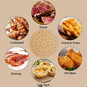 Numola Air Fryer Parchment Paper Liners, 200 Pcs Air Fryer Disposable Paper Liner for 2-3 QT Air Fryer, 7Inch Safe Air Fryer Paper, Non-stick Steamer Liner for Microwave, Oven, Bamboos Steaming Basket