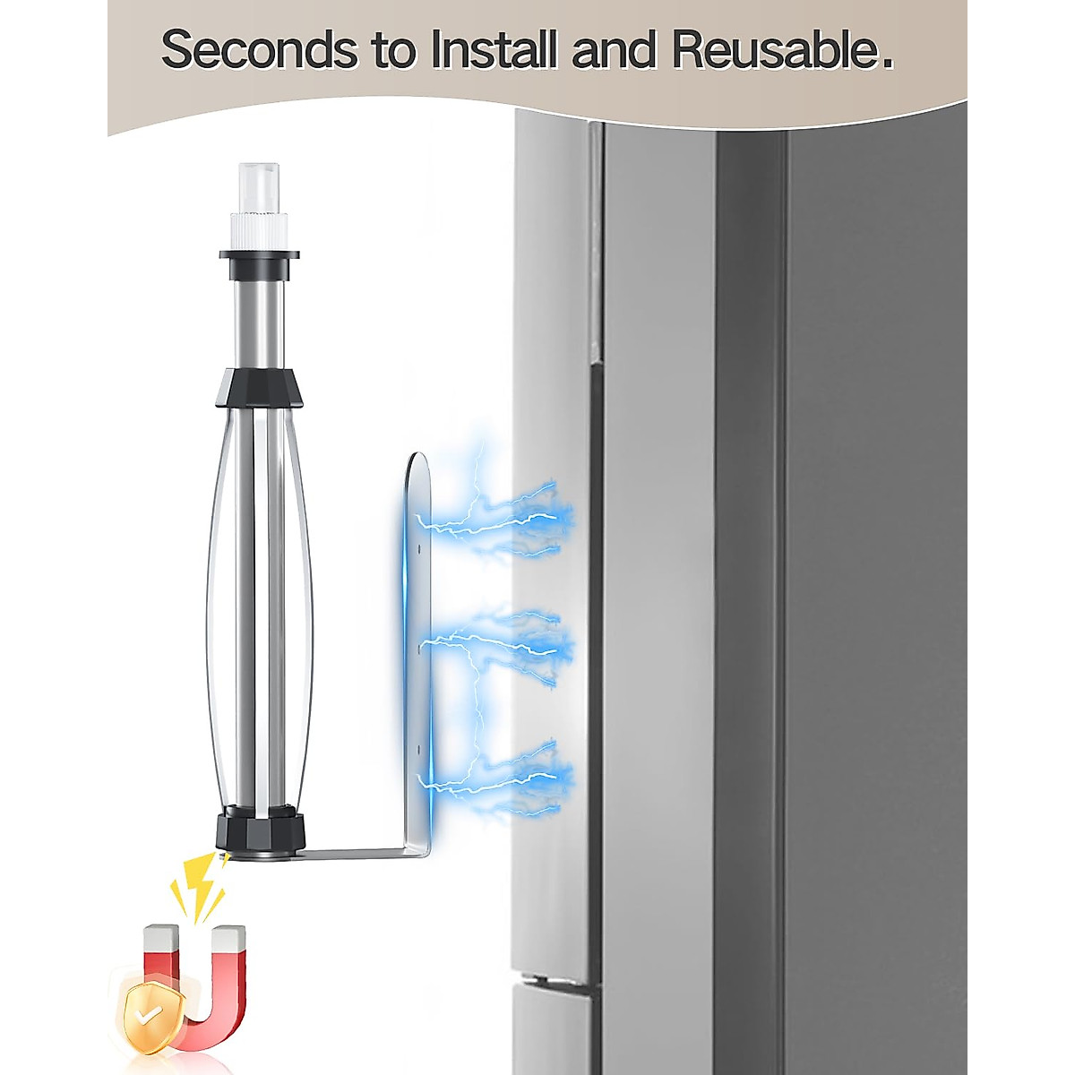 Magnetic Paper Towel Holder,Paper Towel Holder with Spray Bottle,Paper Towel Holder Under Cabinet with Strong Magnetic Backing and Self-Adhesive for Kitchen Refrigerator Grill RV