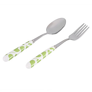 Children Flatware Set, Stainless Steel Fork Spoon with Storage Box Dinner Utensils Spoon Fork Set with Travel Case Toddler Travel Utensils for Kids Toddlers (Green)