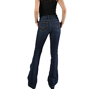 Kimes Ranch Women's Jennifer Ultra-High Rise Wide Flare Dark Wash Blue Jeans, 8-34