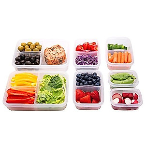 Komax Biokips Lunch Containers Set of 4 - Airtight Food Storage Containers w/ 2 Removable Compartments – BPA-Free Plastic Meal Prep Container Set - Dishwasher Safe Lunch Box Containers (30.4 oz)