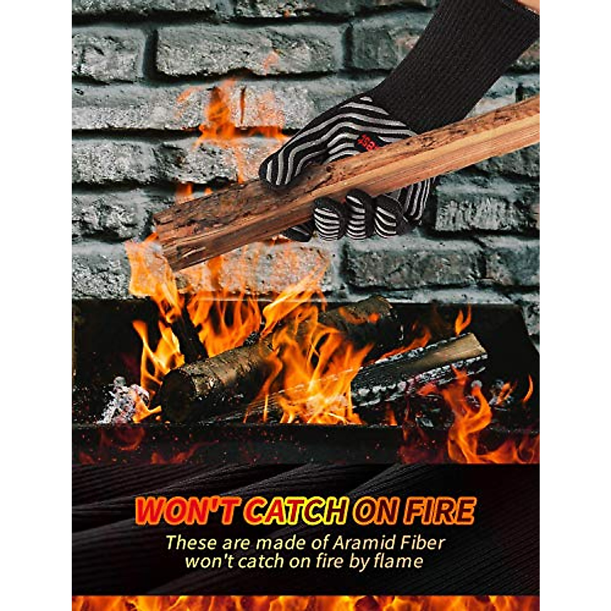 WEEDABEST Hot BBQ Gloves Heat Resistant Kitchen Oven Mitts Professional Long Heat Resistant Cooking Gloves for Grill,Grilling,Smoker,Barbeque,13.5 inch-Gray