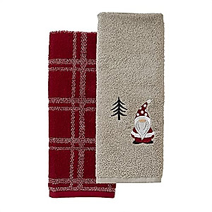 SKL Home Gnome Holiday (Skl) Hand Towel (2-Pack), Dove Gray