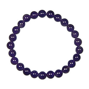 Myhealingworld Natural Amethyst Gemstone Bracelet Round 8mm Beaded Bracelet February Birthstone Wristband Balancing Stretch Wristlet for Men Women