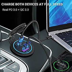 83W Laptop Car Charger Socket 12V USB Outlet: OUFFUN 65W PD USB-C Car Charger and 18W QC3.0 Outlet with Power Switch Waterproof DIY USB Port 12V Socket for Car RV Boat Marine Motocycle Truck Golf Cart