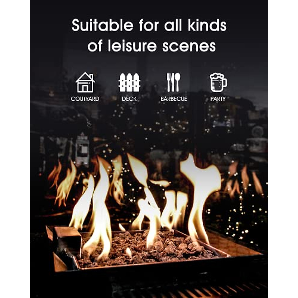 Legacy Heating 28in Propane Fire Pit Table, 50000BTU Outdoor Gas Fire Pit, 2 in 1 Firepit Table w/ Lid, Lava Rock, ETL Certified Steel Fire Table Add Warmth Ambience To Parties on Backyard, Black