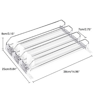 Drink Organizer for Fridge, Self-Sliding Soda Can Organizer for Refrigerator and Adjustable Width, 12oz 16oz 20oz drinks can be accommodated, up to 40+ Cans（5+3 ROWS）