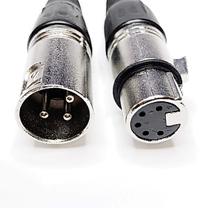 CESS-007 XLR3M to XLR5F DMX512 Adaptor Cable - 3-Pin Male XLR to 5-Pin Female XLR DMX Turnaround - 2 Pack