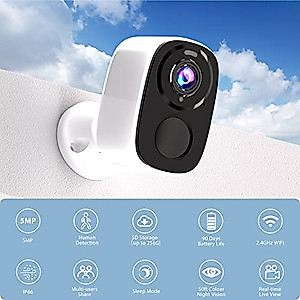 Rraycom 5MP Security Cameras Outdoor Wireless,2560X1920p Battery Powered WiFi Surveillance Camera with Siren Alarm & Spotlight, AI Motion Detection, Color Night Vision,IP66 Waterproof Cloud/SD-4Pack