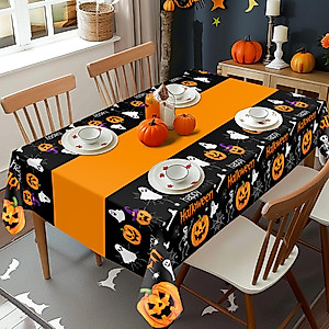 2 Pack Halloween Tablecloth, Halloween Decorations 54x108 Inch Halloween Table Cover Plastic Pumpkin Spider Web Ghost Halloween Party Table Cloth for Halloween Decor Indoor Holiday Party Supplies