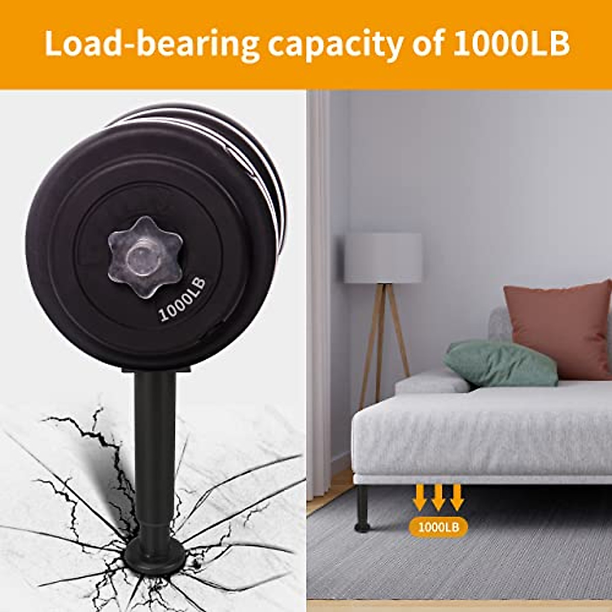 2pcs(7.1"-12.2")Adjustable Height Furniture Support Legs,Heavy Duty Furniture Replacement Legs Feet Foot,bed frame slat center support leg, Great for Sofa/Dresser/Coffee/Table/Couch/Cabinet